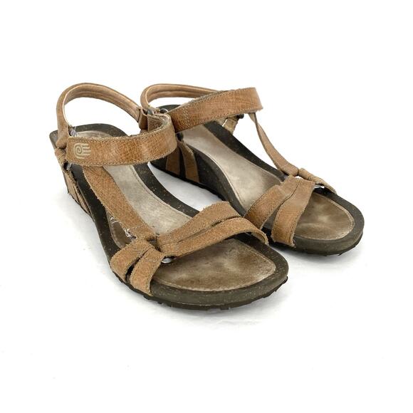 Teva | Shoes | Teva Ventura Leather Wedge Slingback Tan Sandal Womens ...